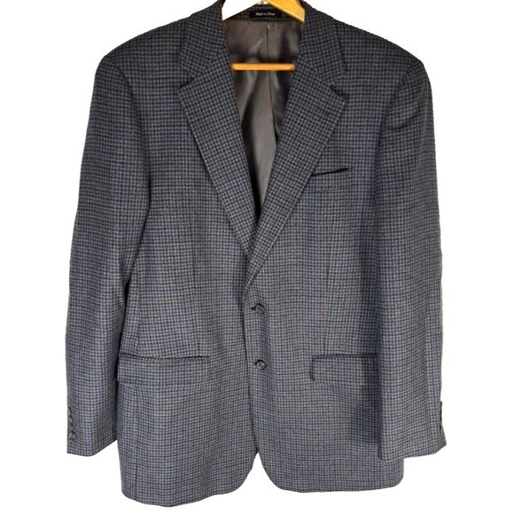 Chaps | Suits & Blazers | Mens Chaps Blazer Sports Coat Gray Blue Wool Herringbone Career ...